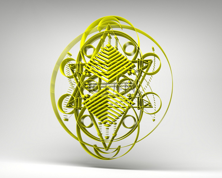 Mystical esoteric gothic geometry thin lines symbol. 3D Render高清摄影大图-千库网