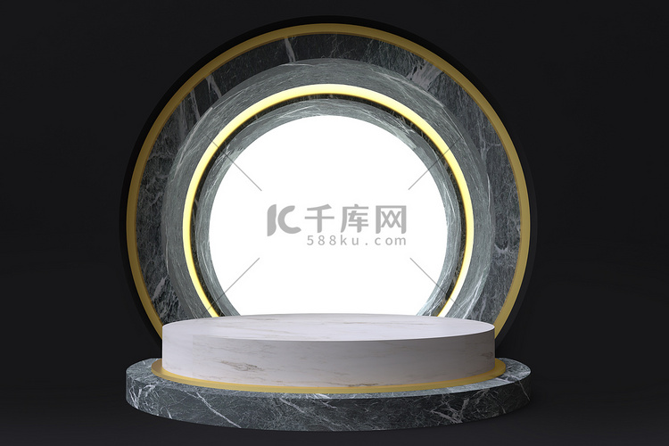 Round marble pedestal or podium. Colorful minimal concept design ...