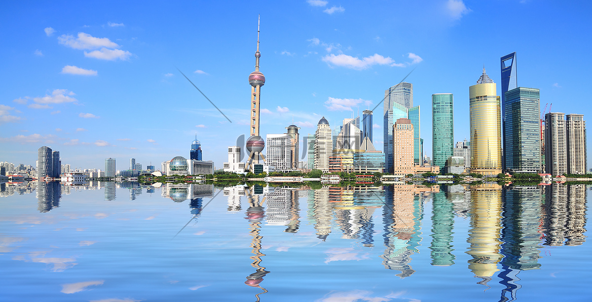 上海外滩陆家嘴标志性天际线高清摄影大图-千库网