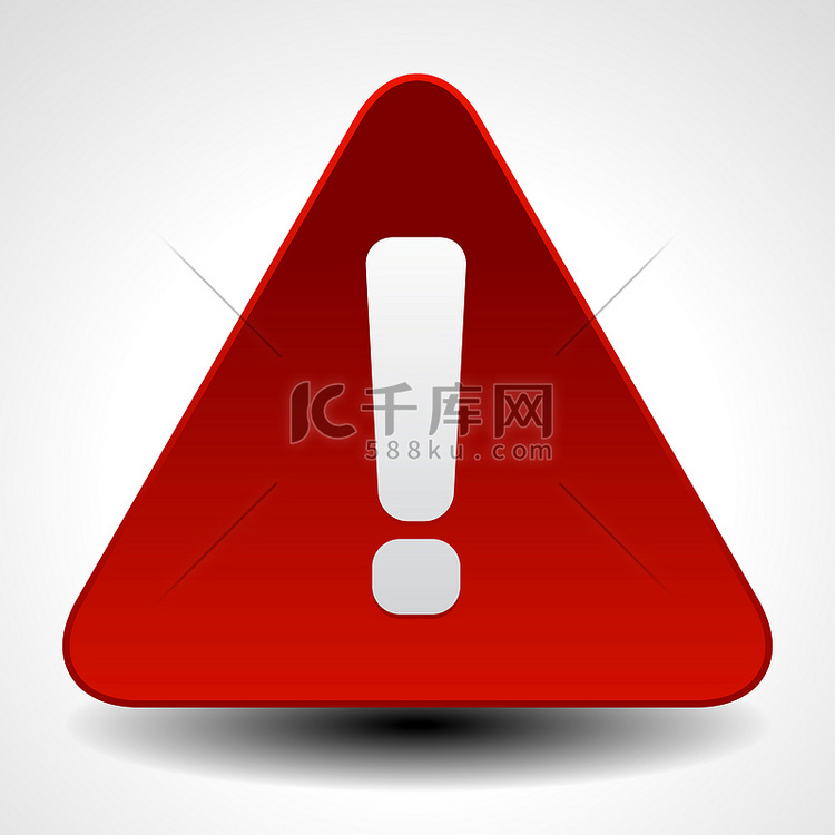 红色警告、注意、警告标志。带有感叹号的路标高清摄影大图-千库网