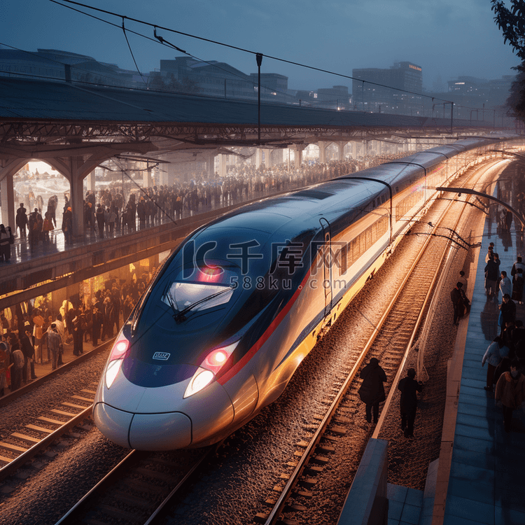 复兴号高铁列车高清摄影大图-千库网
