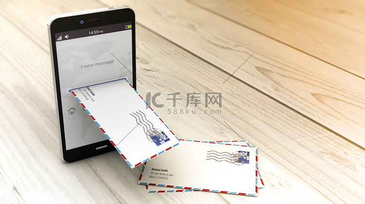 smartphone receiving e-mail高清摄影大图-千库网