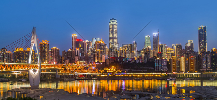 Chongqing city architecture landscape night view高清摄影大图-千库网