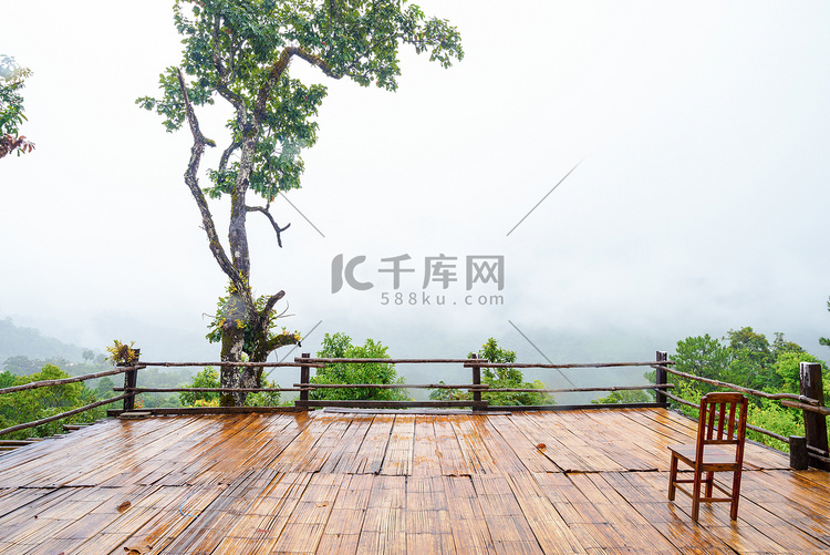 Patio and chair wood Mountain View in Asia, Doi Luang Chiang Dao Chiang ...