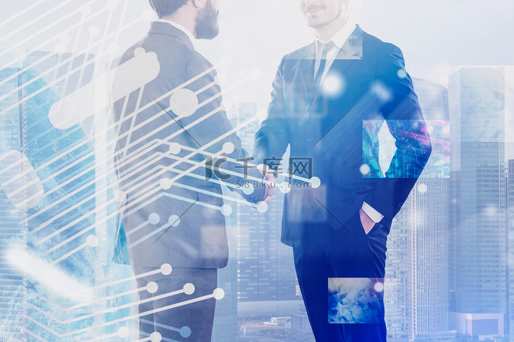 两位商界领袖握手，电信高清摄影大图-千库网