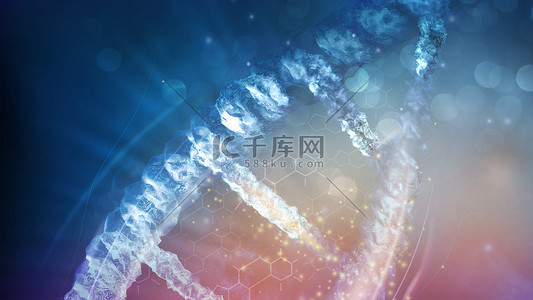 DNA链中的一个片段在变化中的特写，3D渲染.高清摄影大图-千库网