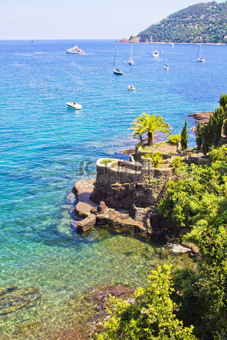 Aerial view of Théoule sur Mer, France高清摄影大图-千库网