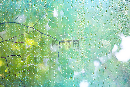 夏季雨湿玻璃/抽象背景景观在雨天窗外模糊背景高清摄影大图-千库网