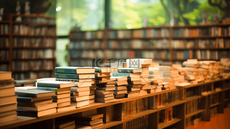 书店里的书架书籍高清摄影大图-千库网