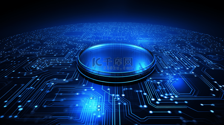 蓝色科技感芯片电路纹理背景26背景图片免费下载_海报banner/高清大图_千库网(图片编号6531596)
