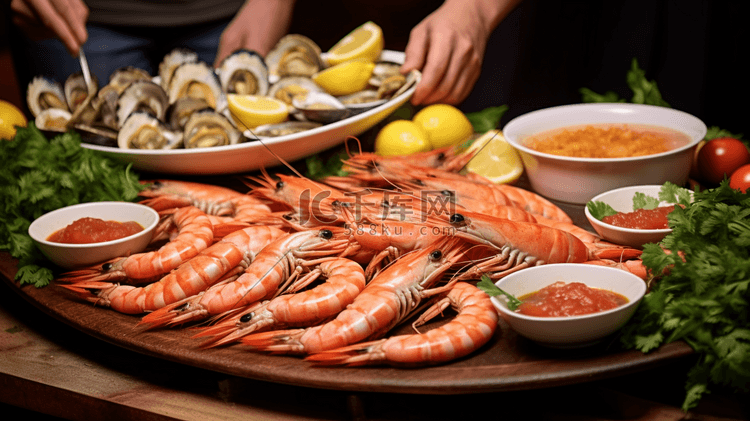 美味营养的海鲜大餐高清摄影大图-千库网