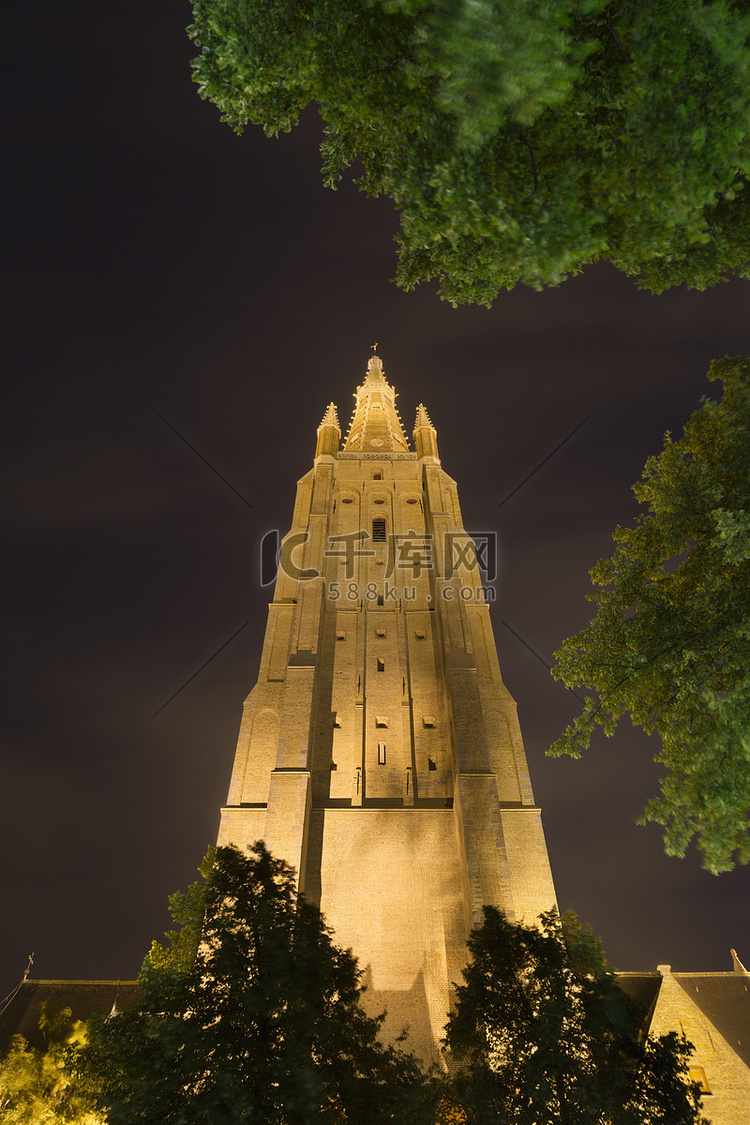 比利时布鲁日圣母教堂高清摄影大图-千库网