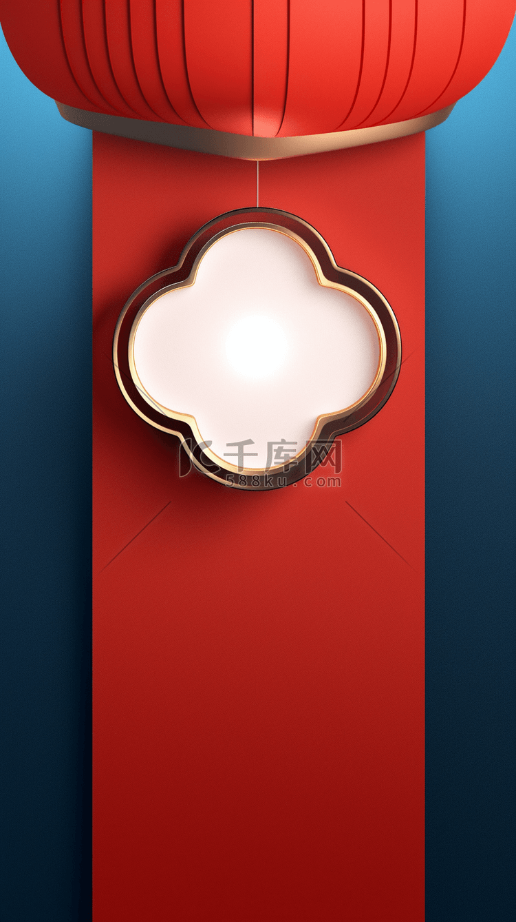 中国风红蓝色浮雕新年金色边框背景图片免费下载_海报banner/高清大图_千库网(图片编号6534175)