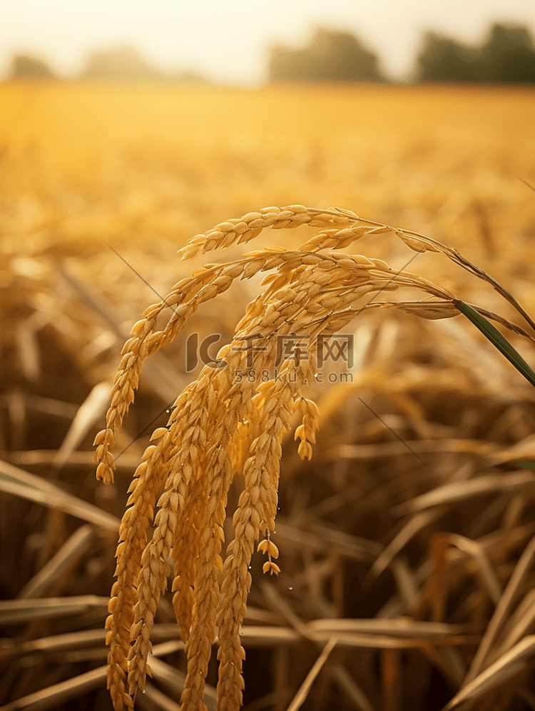秋天丰收的稻田摄影高清摄影大图-千库网
