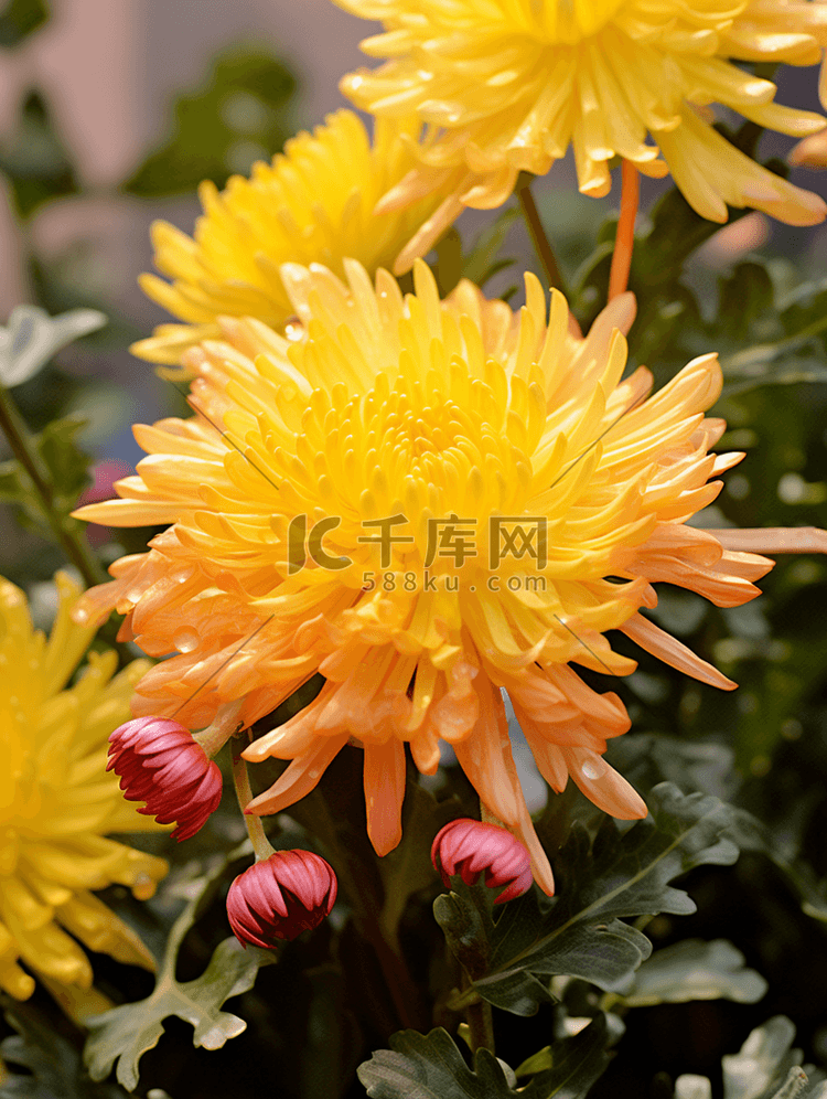 盛开的菊花重阳节高清摄影大图-千库网