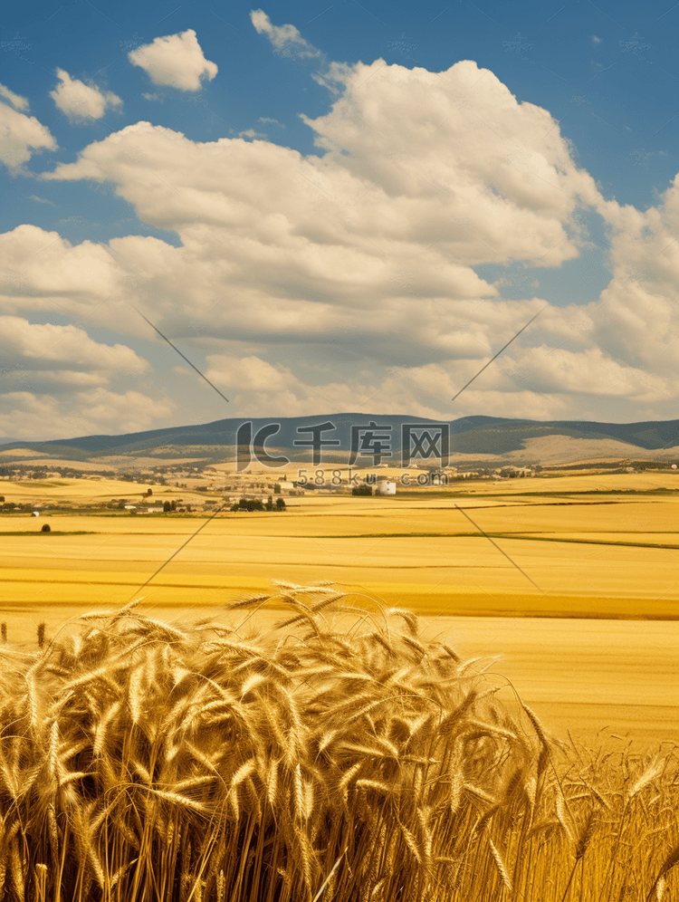秋天丰收的稻田摄影高清摄影大图-千库网