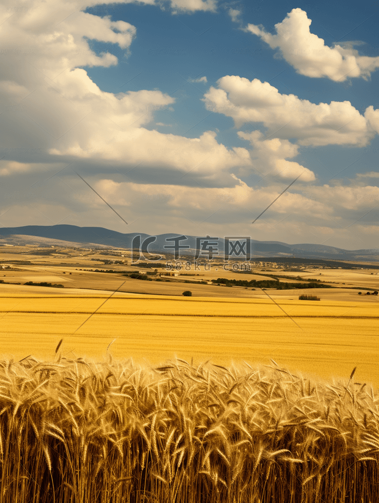 秋天丰收的稻田摄影高清摄影大图-千库网