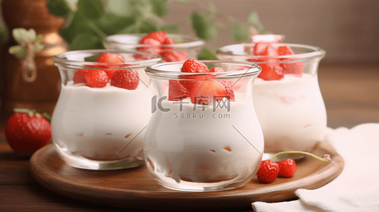 美味的草莓水果酸奶高清摄影大图-千库网