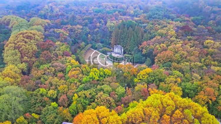 航拍南京秋景中山陵音乐台秋景高清摄影大图-千库网