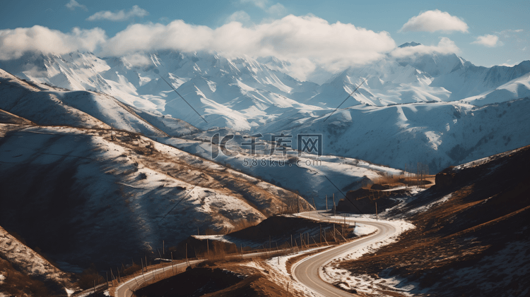辽阔壮丽的雪山美景高清摄影大图-千库网