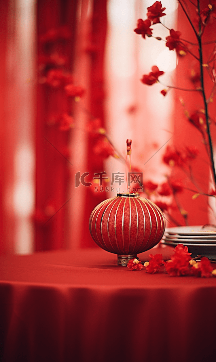 中国红春节红灯笼高清摄影大图-千库网