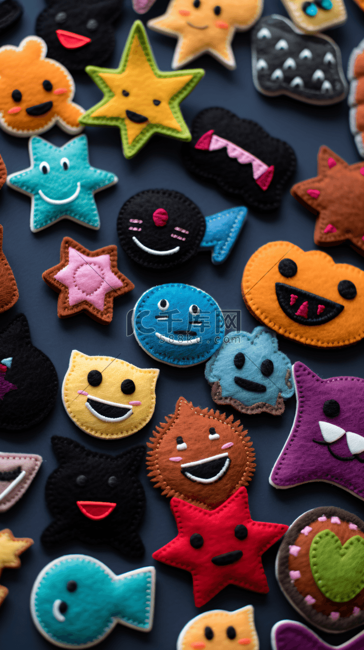 手工制作的毛毡贴徽章高清摄影大图-千库网