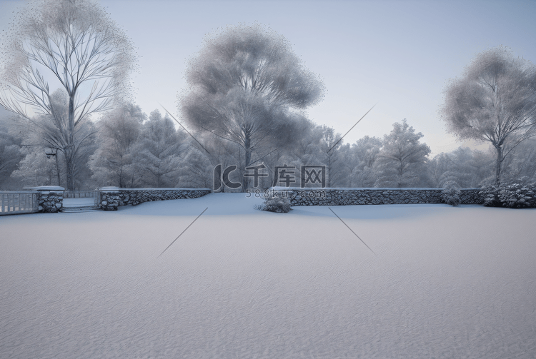 冬季林间雪地雪景图片90高清摄影大图-千库网