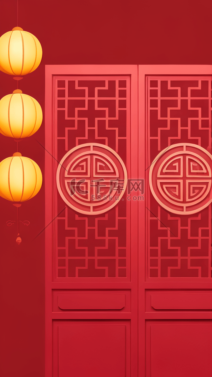 国风喜庆中国年新年创意背景图片免费下载_海报banner/高清大图_千库网(图片编号6597001)