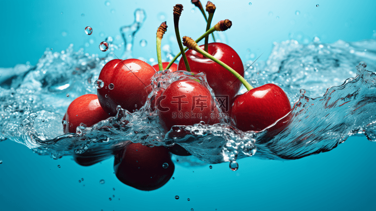 新鲜可口的樱桃特写高清摄影大图-千库网
