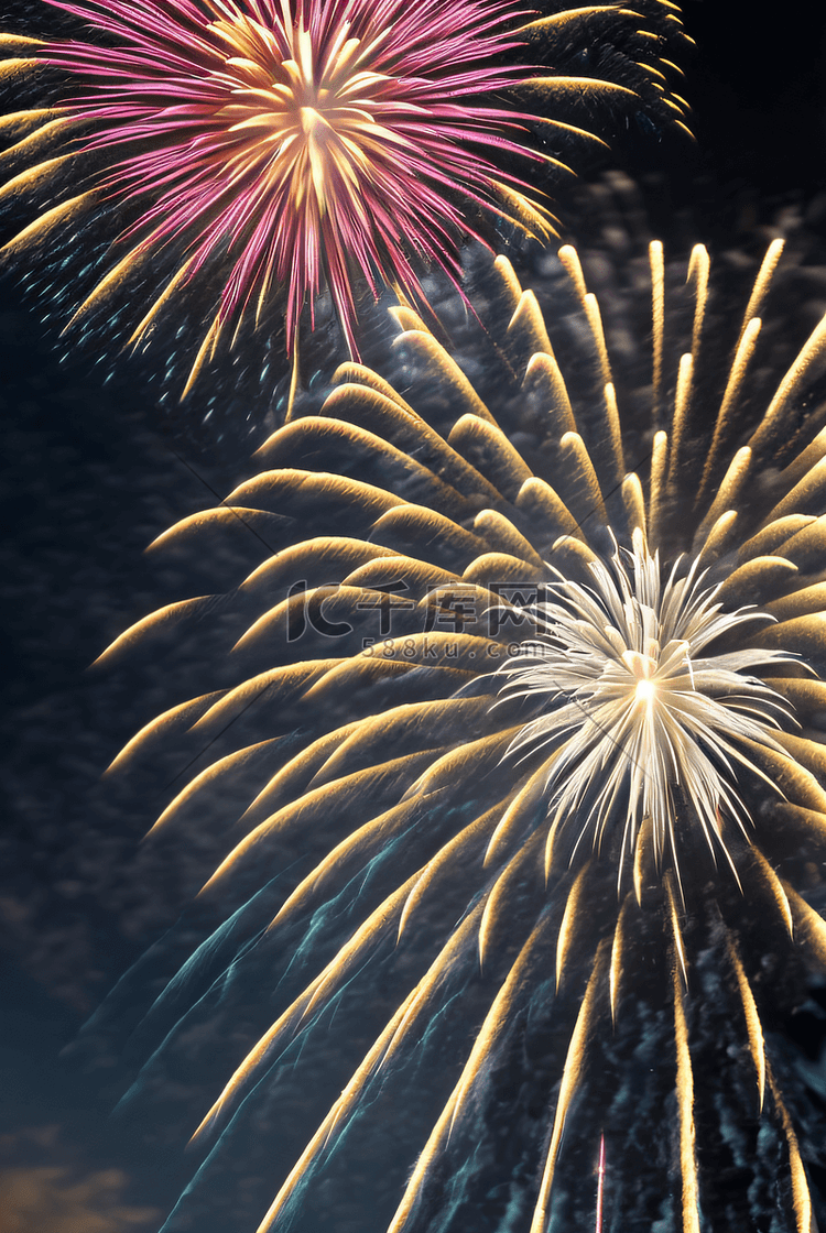 元旦新年春节夜晚跨年烟花夜景摄影图182高清摄影大图-千库网