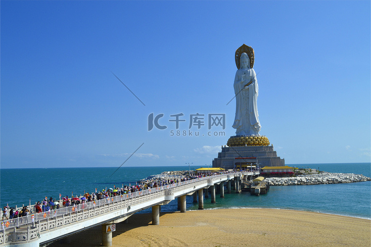 海南三亚南山寺海上观音雕像高清摄影大图-千库网