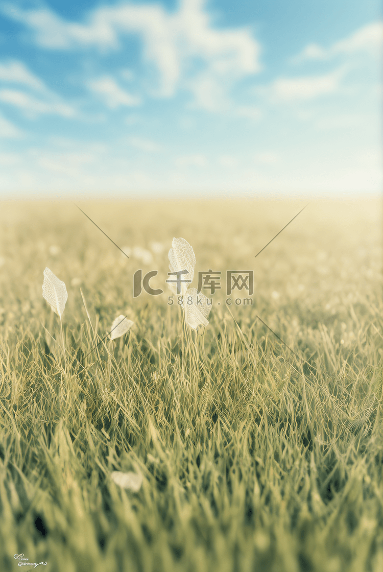 春天蓝天白云草地风景图片750高清摄影大图-千库网