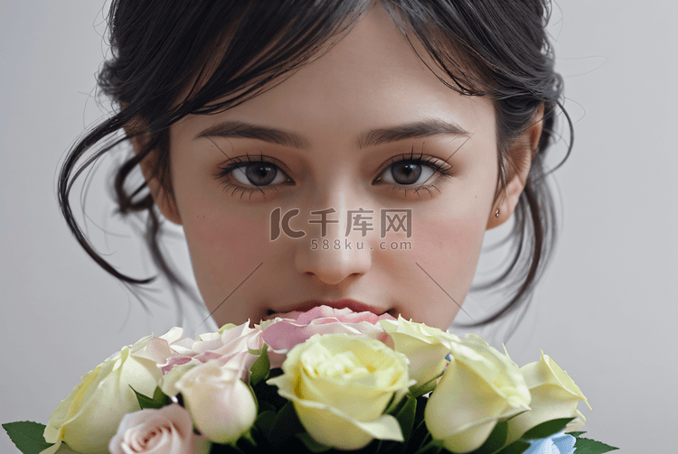 美丽鲜花和女人图片7高清摄影大图-千库网