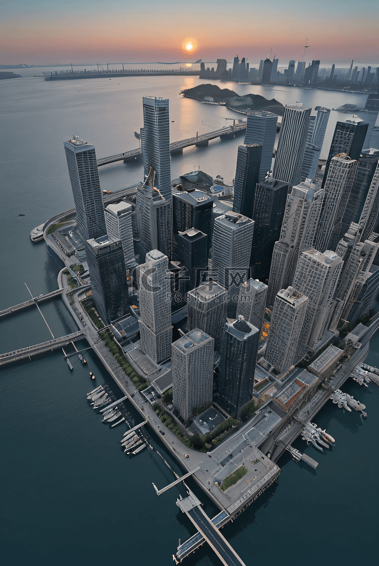 傍晚城市高楼建筑图片91高清摄影大图-千库网