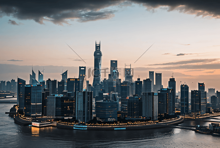 傍晚上海高楼建筑摄影图1061高清摄影大图-千库网