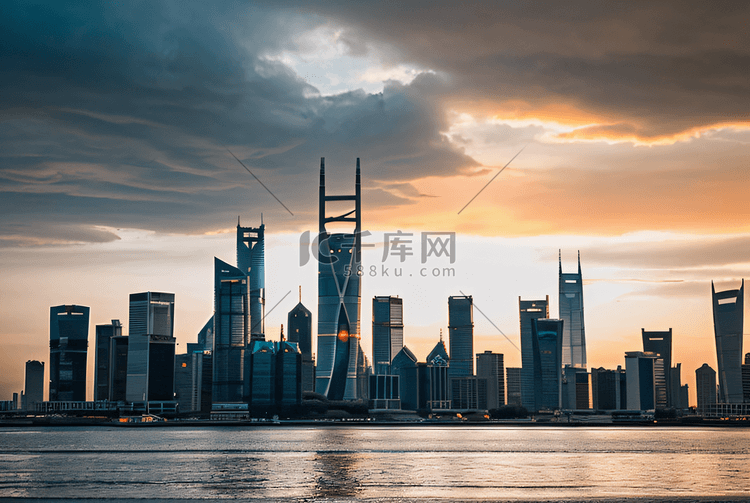 傍晚上海高楼建筑摄影图1042高清摄影大图-千库网