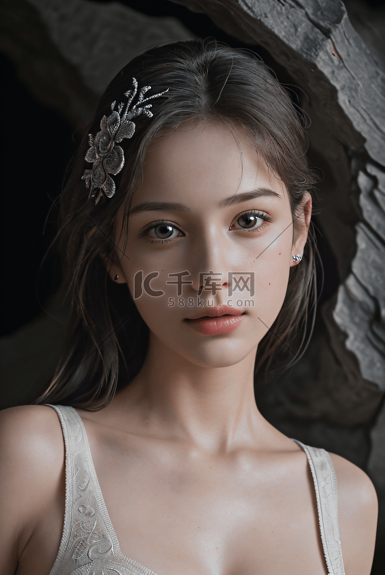 山洞里女孩肖像照片300高清摄影大图-千库网