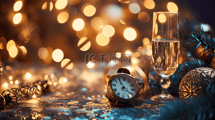 新年庆祝香槟场景高清摄影大图-千库网
