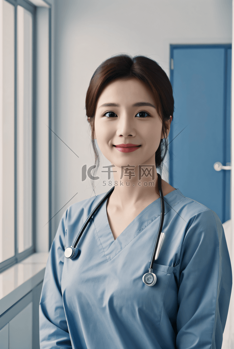 女医生面带微笑工作高清4照片高清摄影大图-千库网