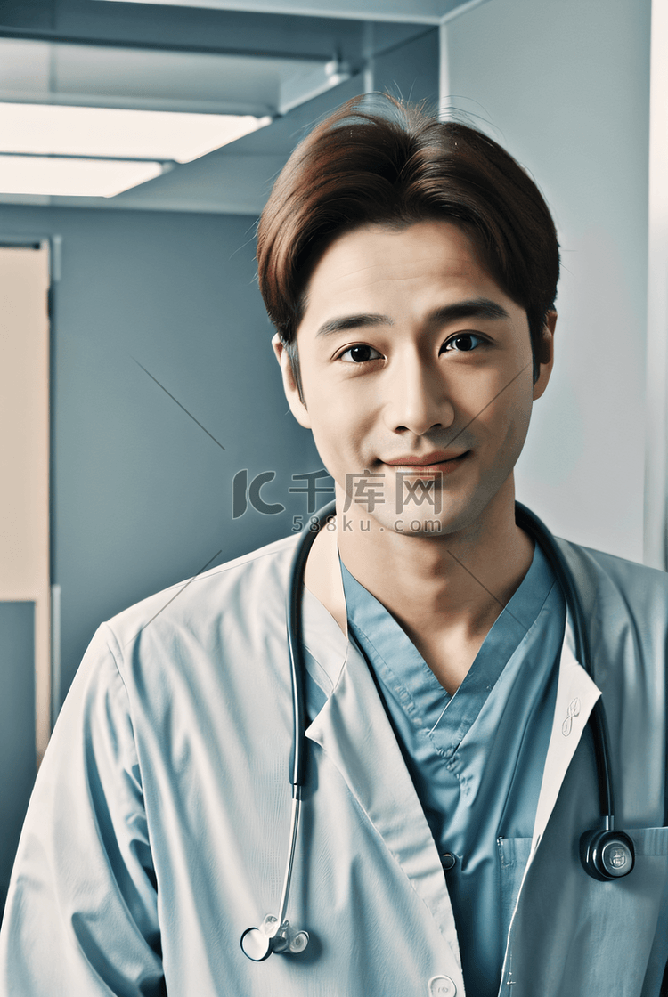 面带微笑工作的男医生摄影图4高清摄影大图-千库网
