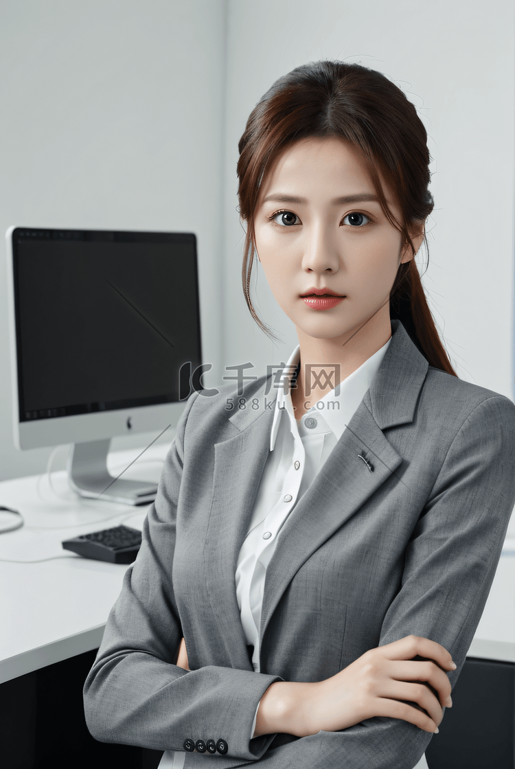 端庄的年轻女白领肖像图6摄影配图高清摄影大图-千库网
