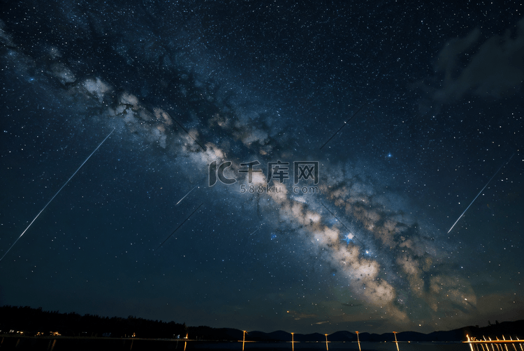 夜晚浩瀚的蓝色星空摄影照片1高清摄影大图-千库网