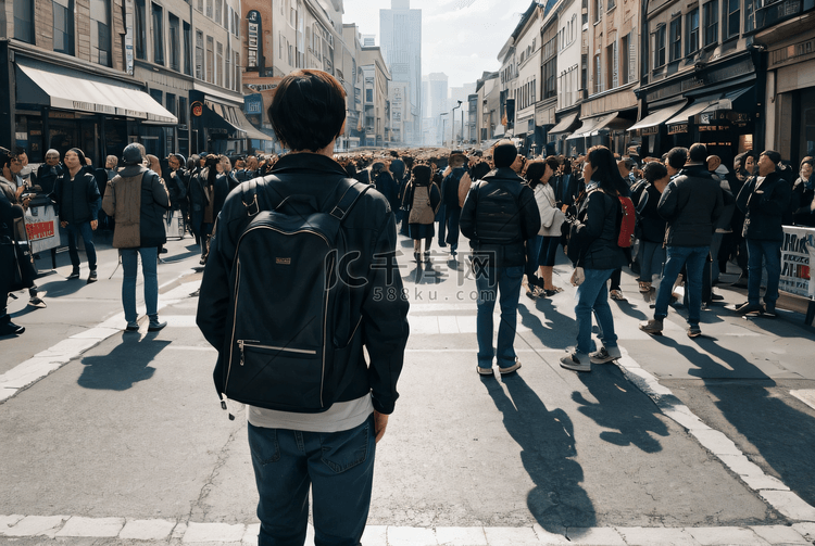白天街上拥挤的人群摄影图片6高清摄影大图-千库网