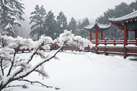 冬季庭院里的积雪摄影图6高清摄影大图-千库网