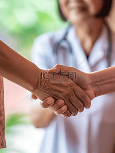 医疗医生护士和老人握手高清摄影大图-千库网