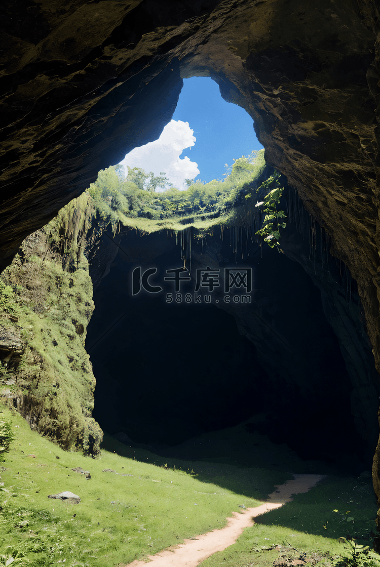 天然山洞洞口摄影图片3高清摄影大图-千库网
