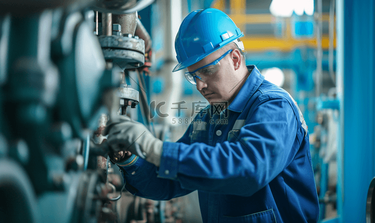 工业重化工人员操作电气设备高清摄影大图-千库网