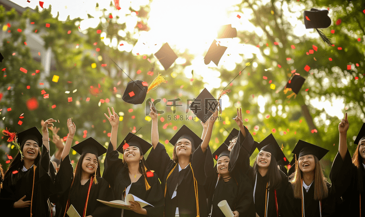 学生庆祝毕业教育校园高清摄影大图-千库网