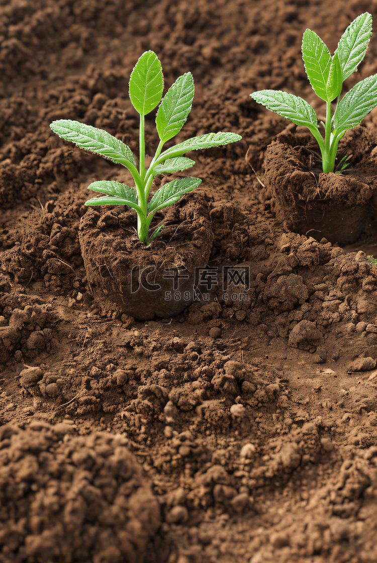 春天泥土里的植物发芽摄影图片2高清摄影大图-千库网