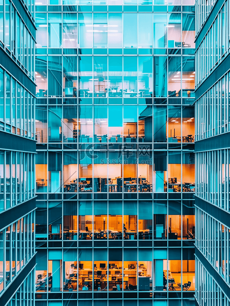 办公大楼玻璃窗仰拍高清摄影大图-千库网